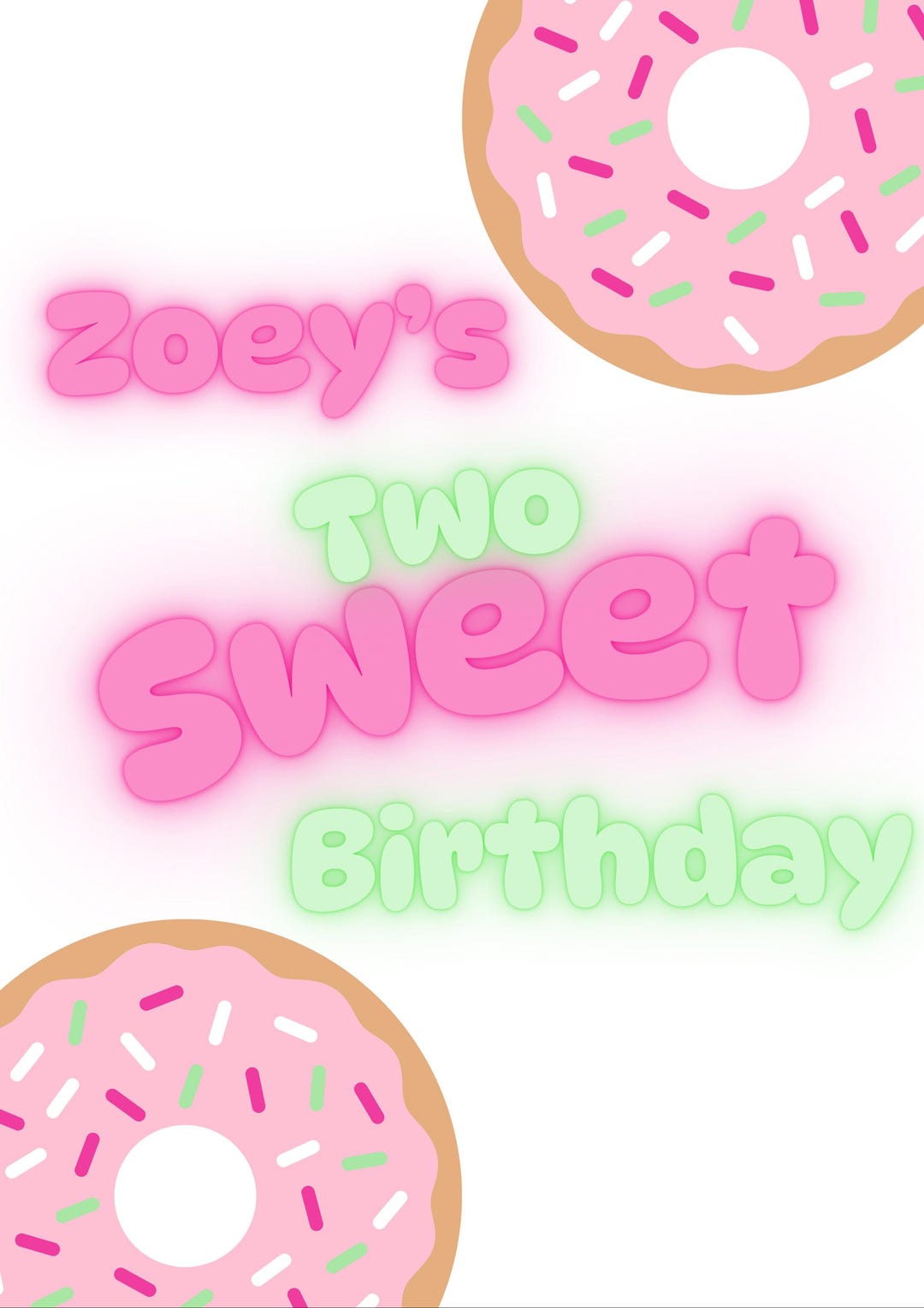 Editable Two Sweet Second Birthday Poster - Etsy
