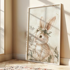 Watercolor Bunny Wall Art Printable | Woodland Baby Animal Nursery ...