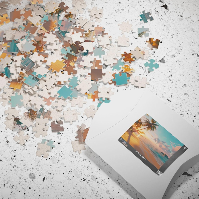 Tropical Beach Sunset Puzzle | Relaxing Ocean View Jigsaw With Palm ...