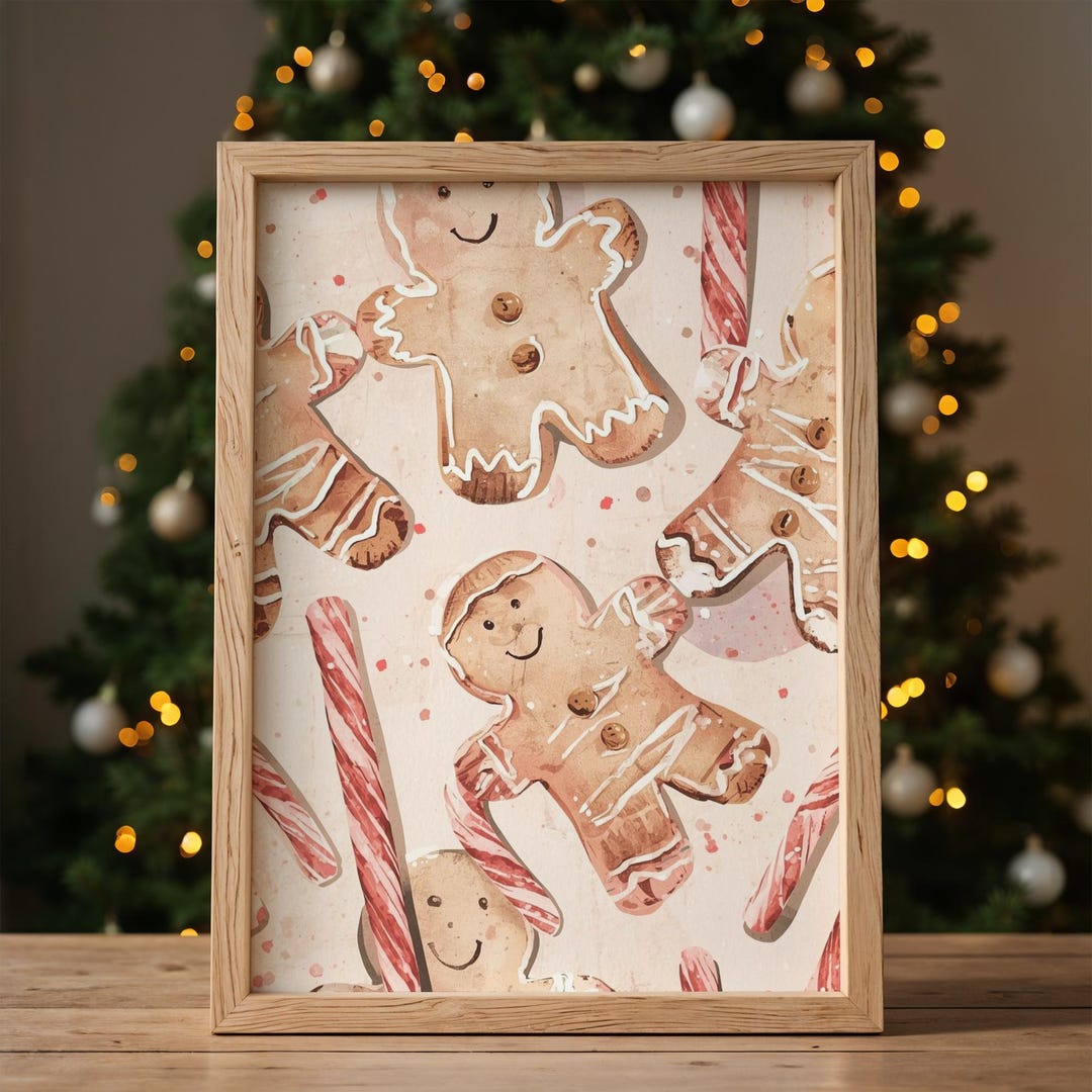 Christmas Gingerbread Cookies Wall Art Printable Holiday Home Decor ...