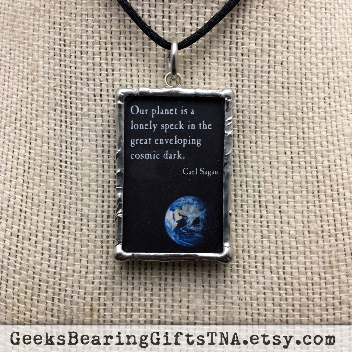 Soldered Glass Pendant With Carl Sagan Quote - Etsy