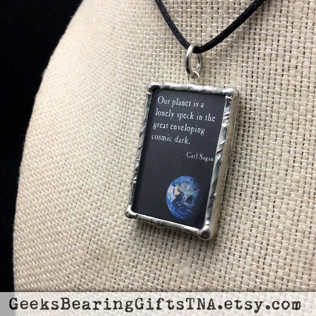 Soldered Glass Pendant With Carl Sagan Quote - Etsy