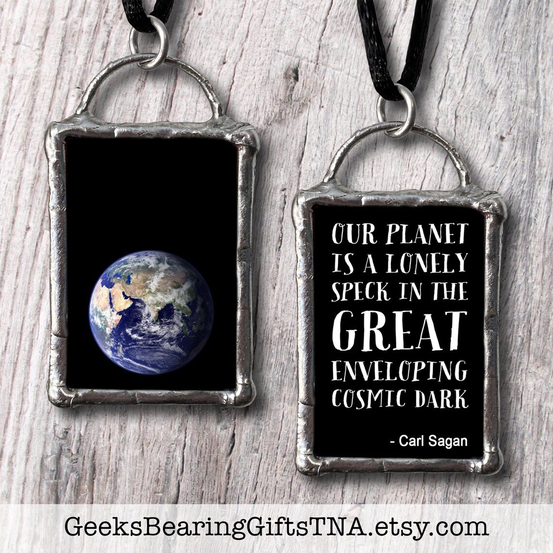 Soldered Glass Pendant With Carl Sagan Quote by Geeks Bearing Gifts. - Etsy