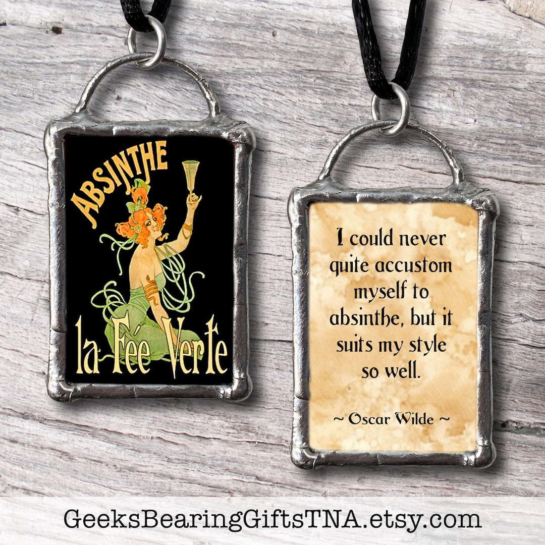 Absinthe Soldered Glass Pendant With Antique, Art Nouveau Absinthe ...
