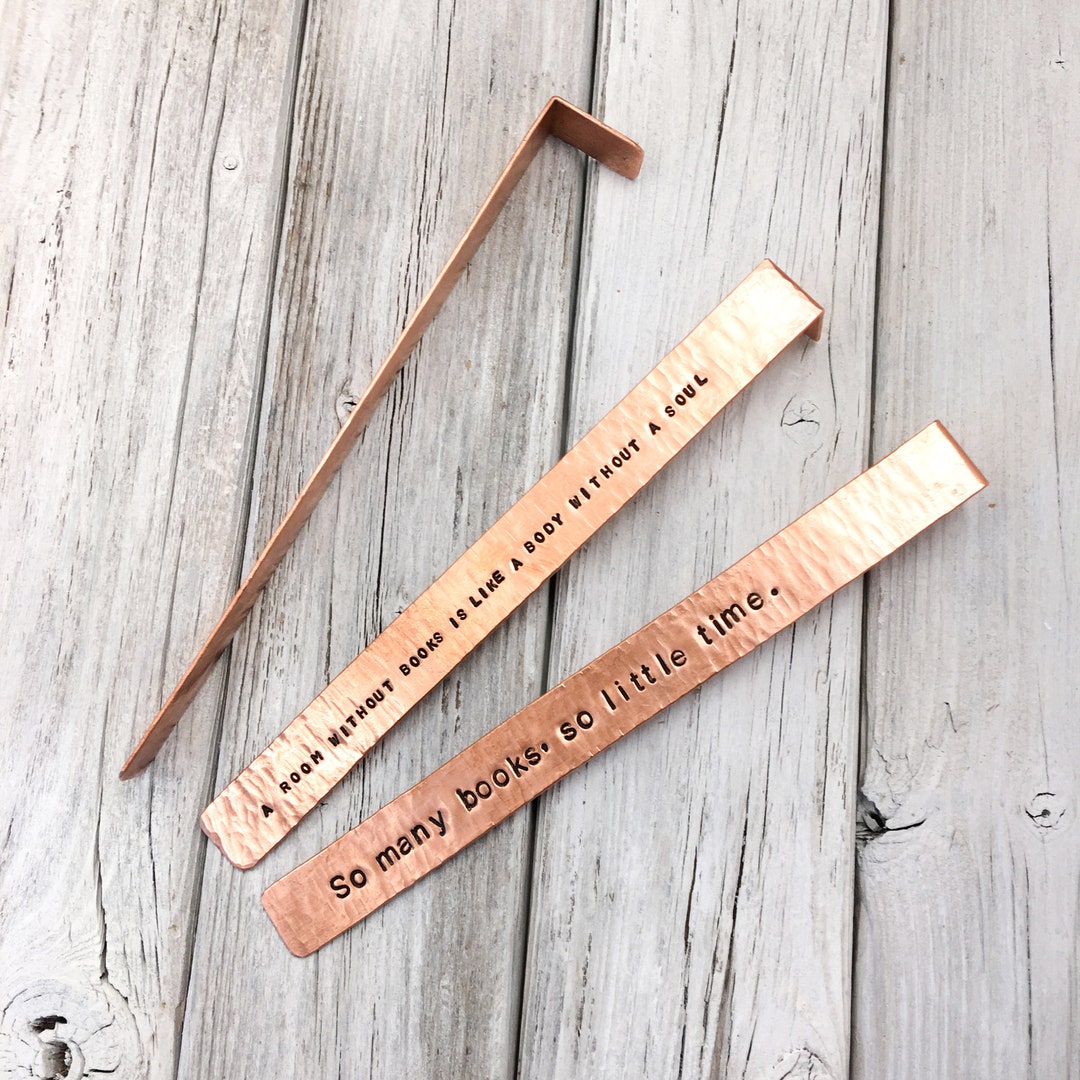 Hammered Copper Bookmark With Hand Stamped Quotes. - Etsy