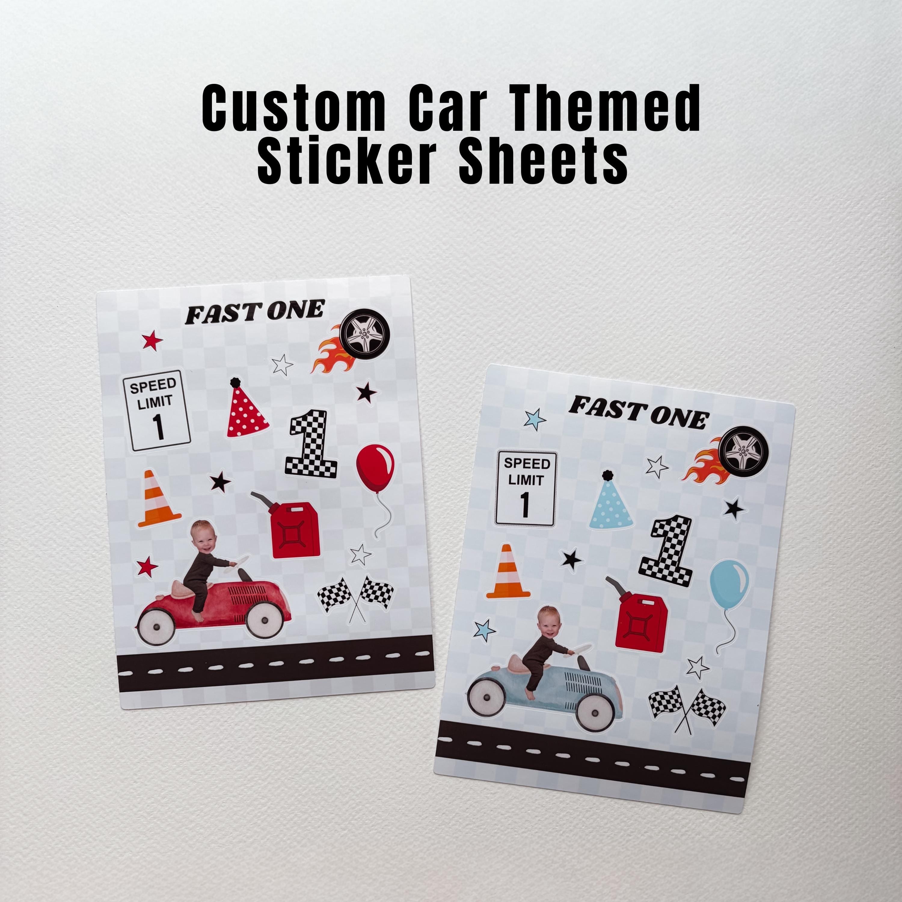 Custom Race Car Sticker Sheets, Personalized Cars Birthday Party Favors ...