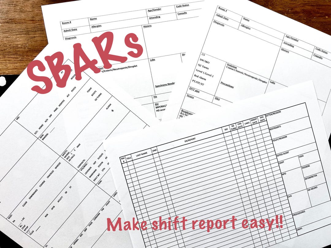 Nursing SBAR Template | Shift Change Report (digital Download) - Etsy