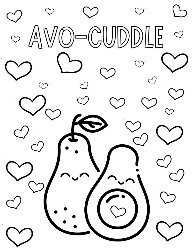 Avocado Valentines Coloring Page Fun Kids SEL Social Emotional Learning ...