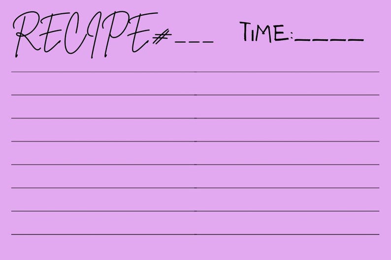 Printable Recipe Cards 4x6 – Recipe Card Template PDF, Kitchen ...