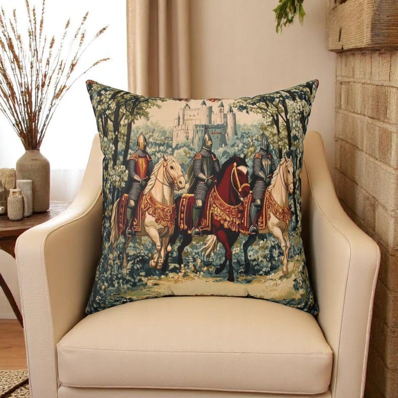 Medieval Knight Throw Pillow |fantasy Castlecore Décor | Gothic Armor ...