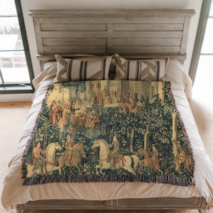 Medieval Castle Tapestry Throw: Vintage Horse Scene, Cotton Wall ...