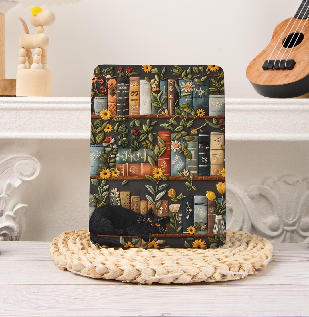 Cat Book Embroidery Style All New Kindle Case for Kindle Paperwhite ...