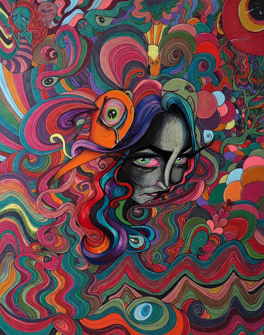 Disruptive Sensations Original Drawing on Wood Panel - Etsy