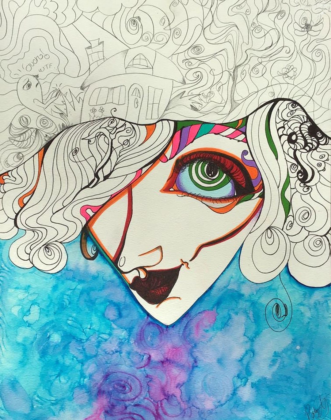 Losing My Mind - Original Drawing/painting - Etsy