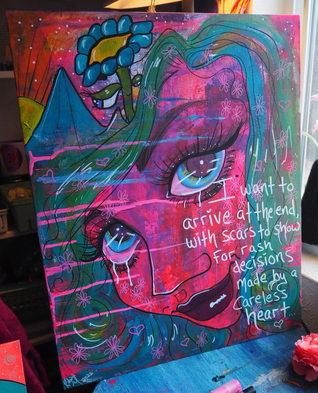 Careless Heart - Original Painting on Flat Canvas Panel - Etsy