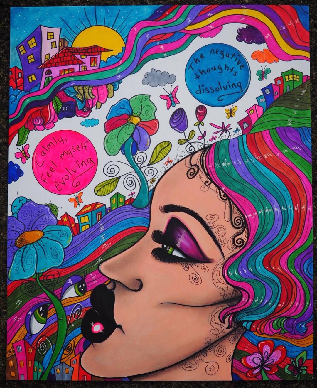 Calmly, Feel Myself Evolving - Original Surreal Drawing - Etsy