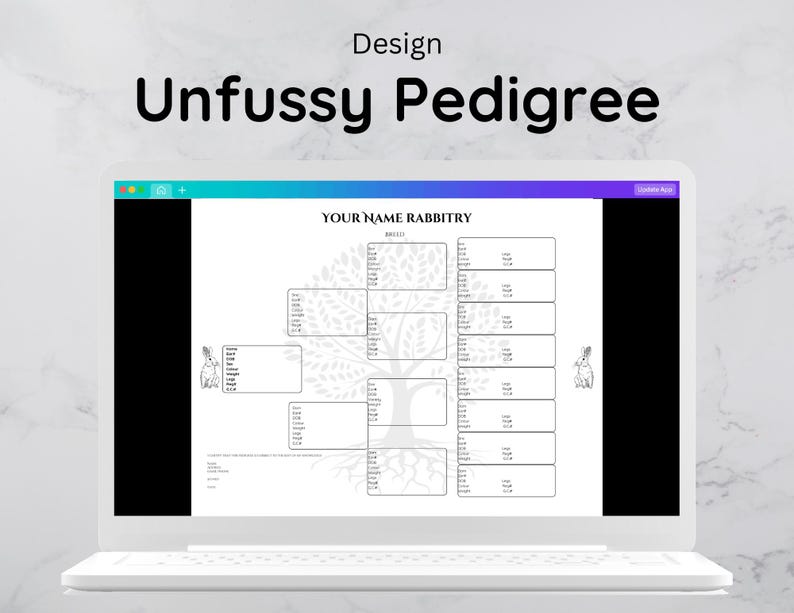 Editable Rabbit Pedigree DIY Canva Template Printable Bunny Pedigree 3 ...