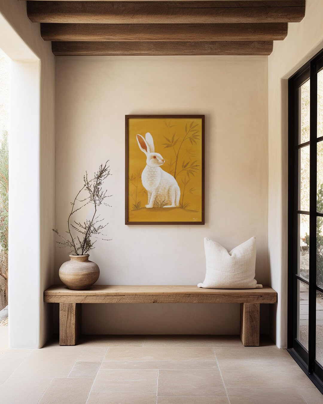 Vintage White Rabbit Wall Art: Chinese European Style - Etsy