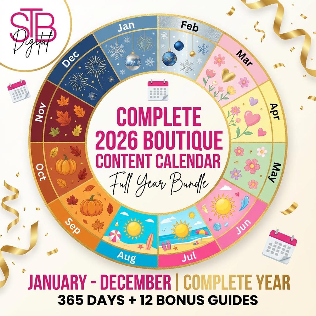 2026 Boutique Content Calendar BUNDLE | Full Year Social Media Planner ...