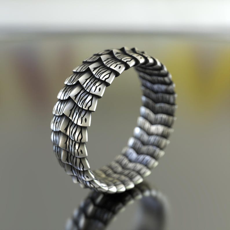 Dragon Scale Ring - 925 Sterling Silver Ring With Textured Reptile ...
