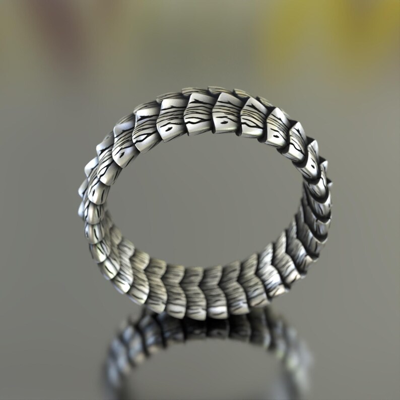 Dragon Scale Ring - 925 Sterling Silver Ring With Textured Reptile ...