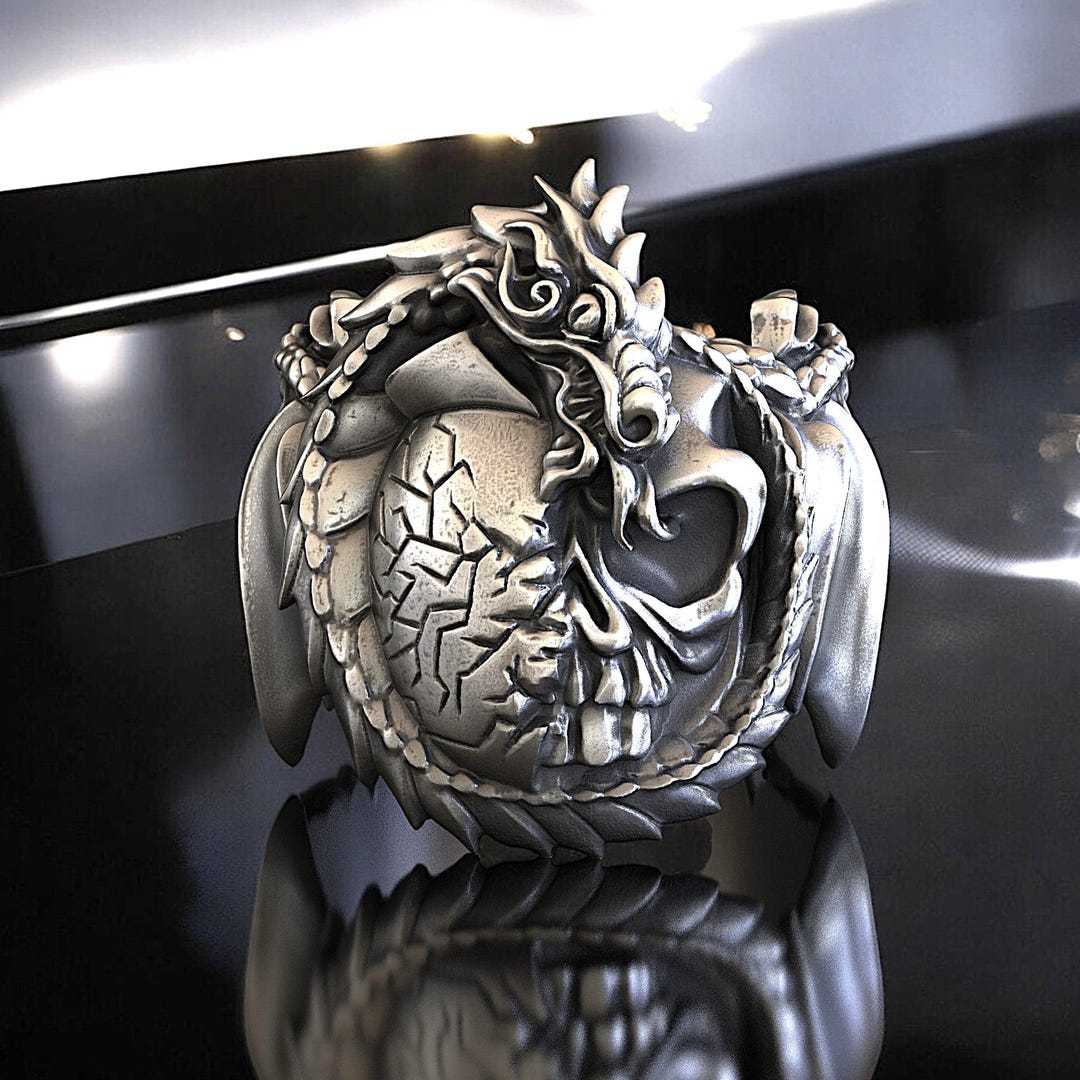 Dragon Skull Ring: Handmade Gothic 925 Sterling Silver - Etsy