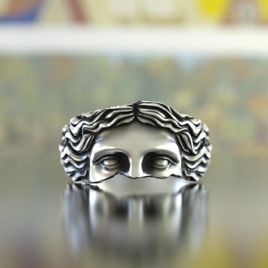 Greek God Ring – 925 Sterling Silver Mythical Face Ring, Handmade ...