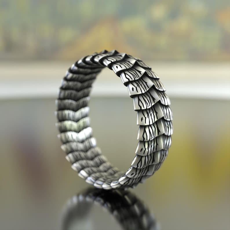 Dragon Scale Ring - 925 Sterling Silver Ring With Textured Reptile ...