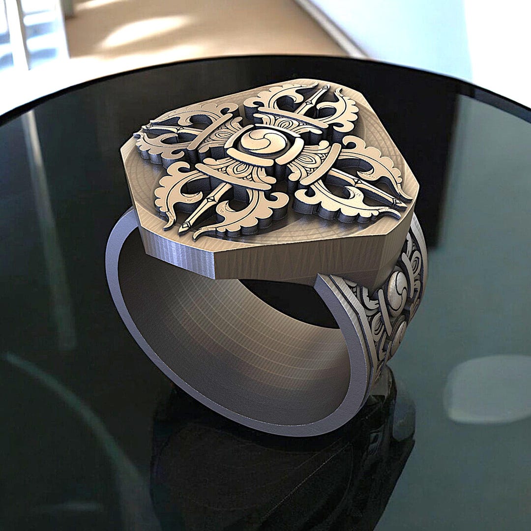 Ornate Floral Signet Ring - 925 Sterling Silver Handmade Mens Jewelry ...