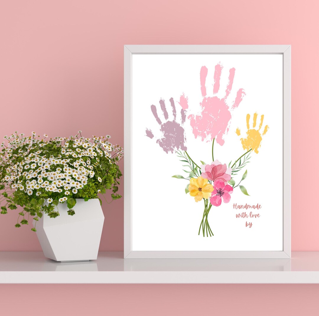 Handprint Flower Bouquet Keepsake, Mother's Day DIY Gift (digital ...