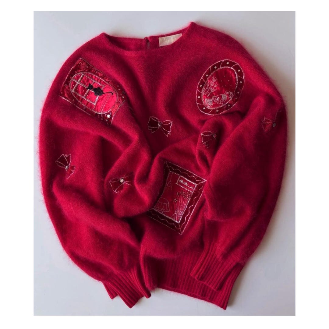 Vintage Japanese Angora Wool Blend Oversized Knit Sweater With ...