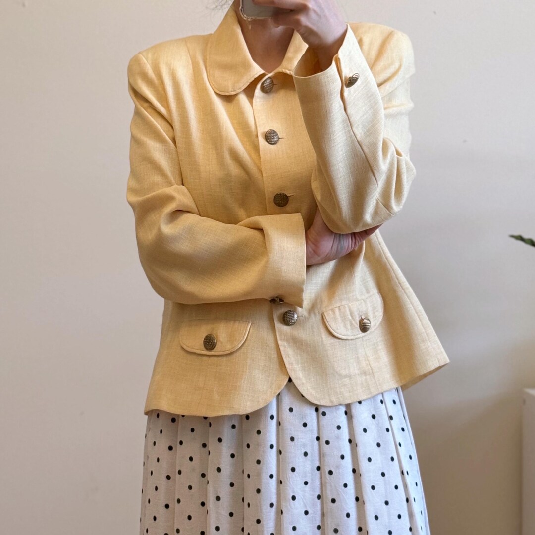 Vintage 100% Silk Light Yellow Cropped Jacket - Etsy