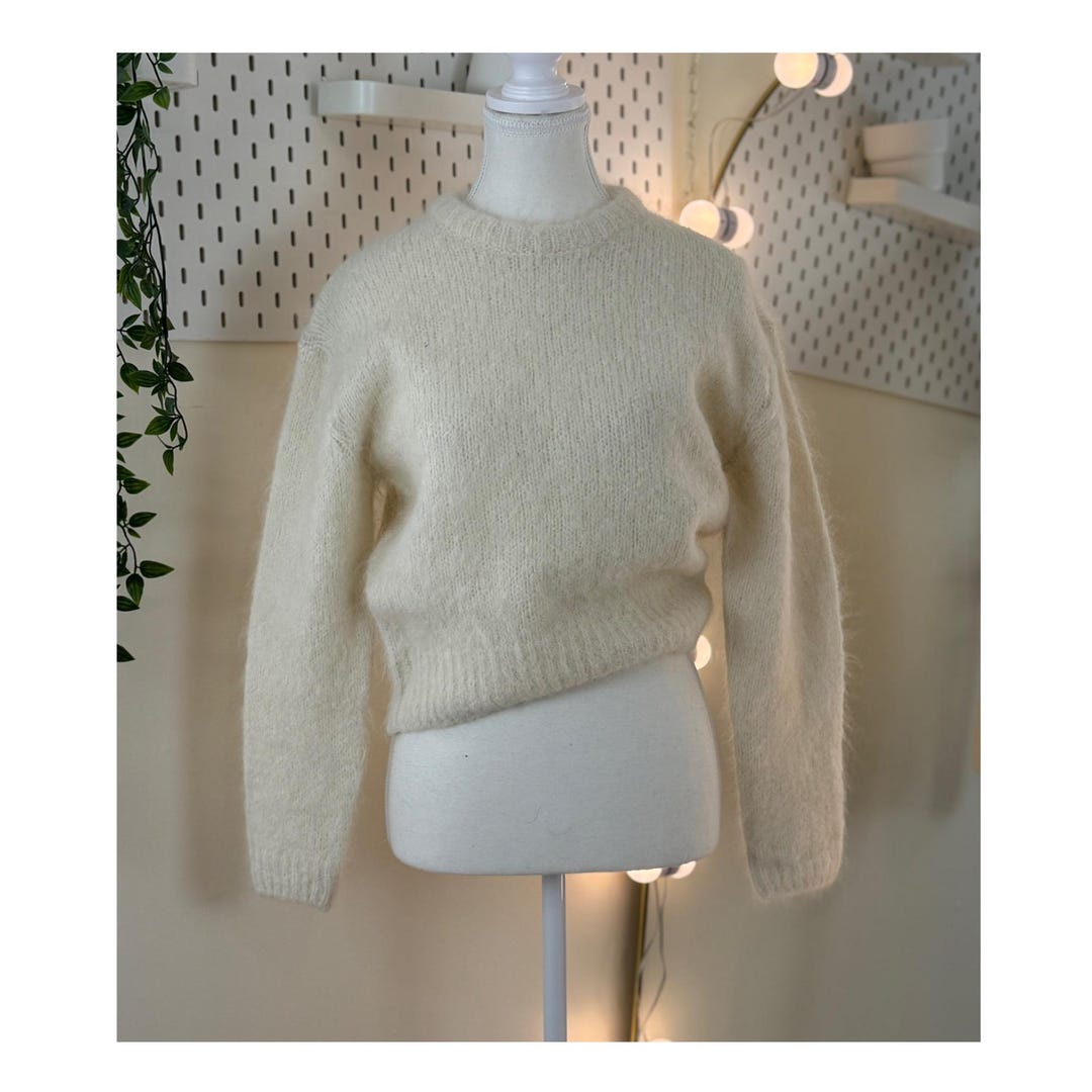 Korea Made Fuzzy Angora Wool Knit Sweater Women Cropped Pullover | Cozy ...