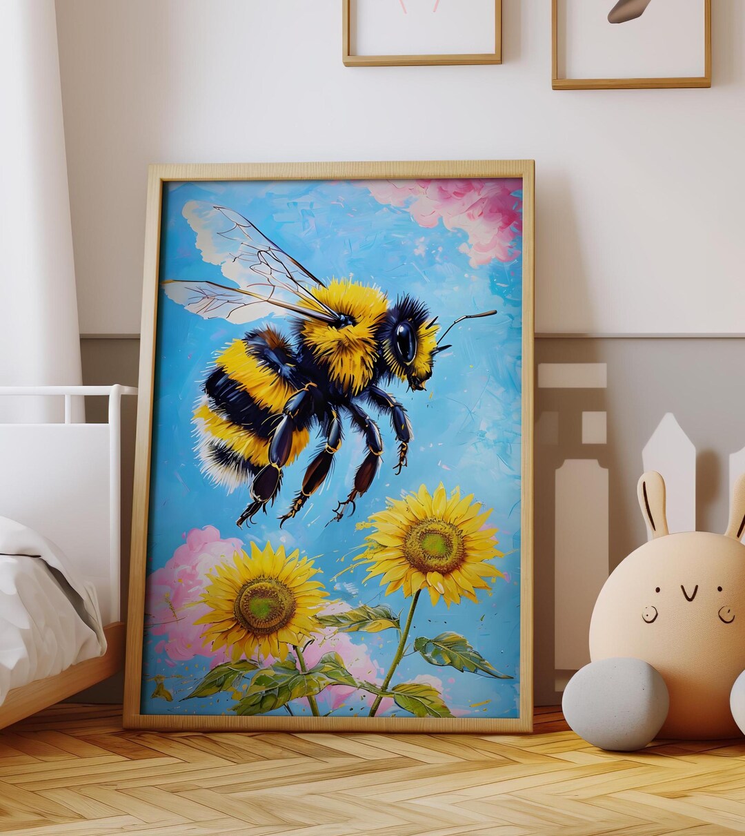 Colourful Bumble Bee Digital Print for Nursery & Children's Bedroom ...