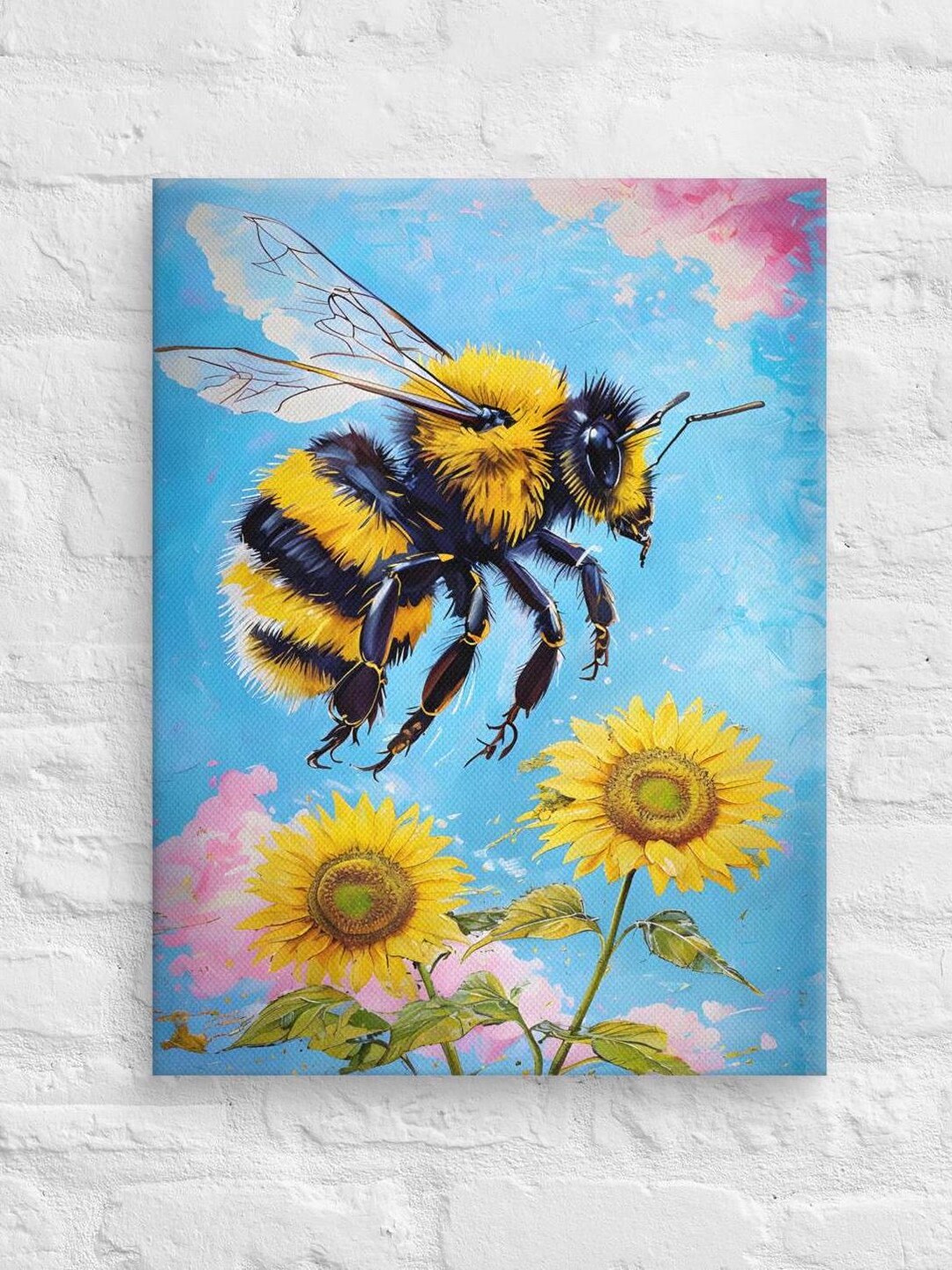 Colourful Bumble Bee Canvas Print for Nursery & Children's Bedroom Wall ...