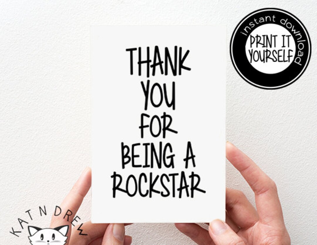 Funny Thank You Card. Cute Thank Card. Rockstar Thank You - Etsy