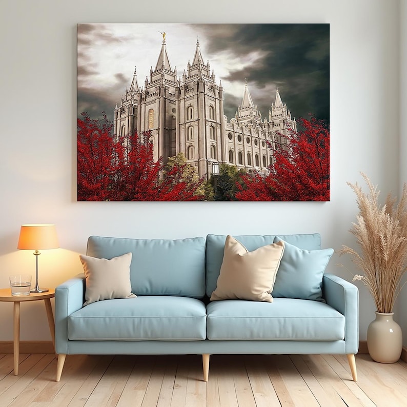 LDS Temple Wall Art, Mormon Cathedral Canvas, Religious Church Building ...