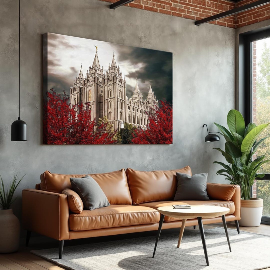 LDS Temple Wall Art, Mormon Cathedral Canvas, Religious Church Building ...