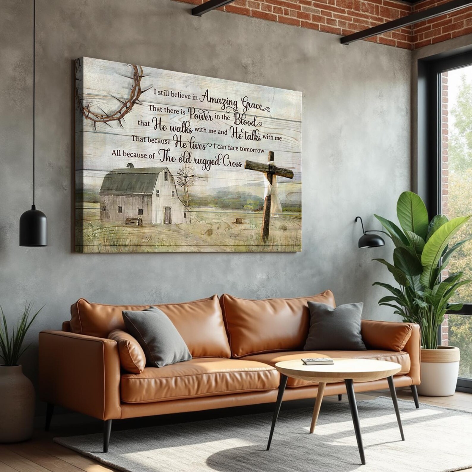 Christian Wall Art Rustic Farmhouse Decor, Amazing Grace Quote Canvas ...