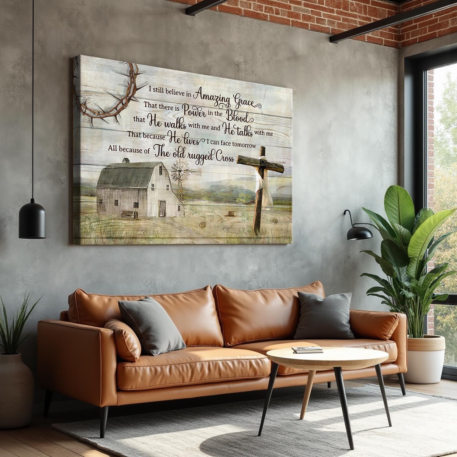 Christian Wall Art Rustic Farmhouse Decor, Amazing Grace Quote Canvas ...