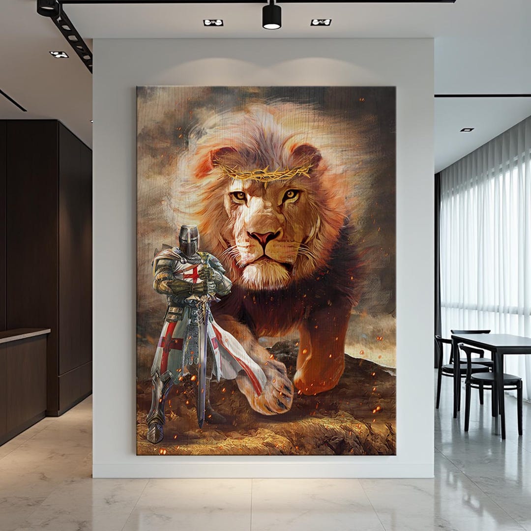 Christian Wall Art, Lion of Judah, Knight of God, the Amazing Duo ...