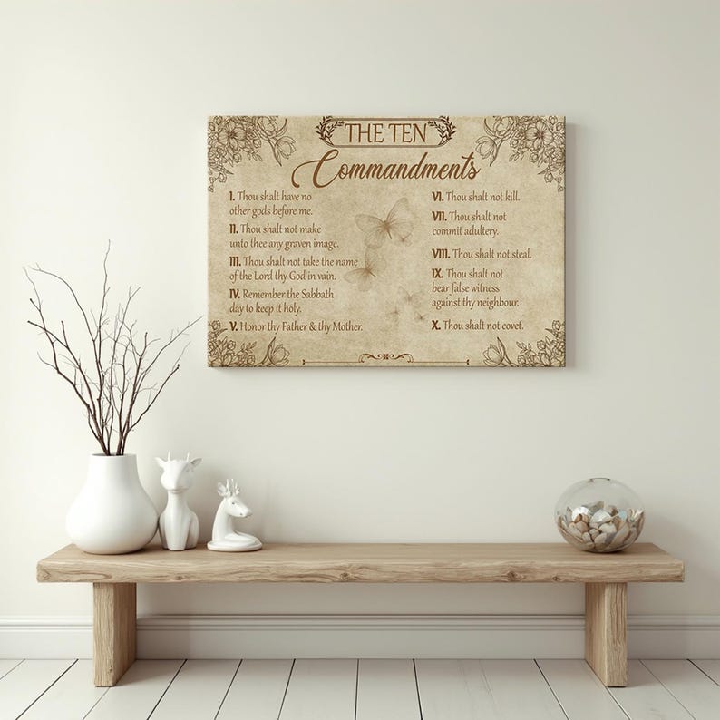 The Ten Commandments Scripture Wall Art, Bible Verse Christian Canvas ...