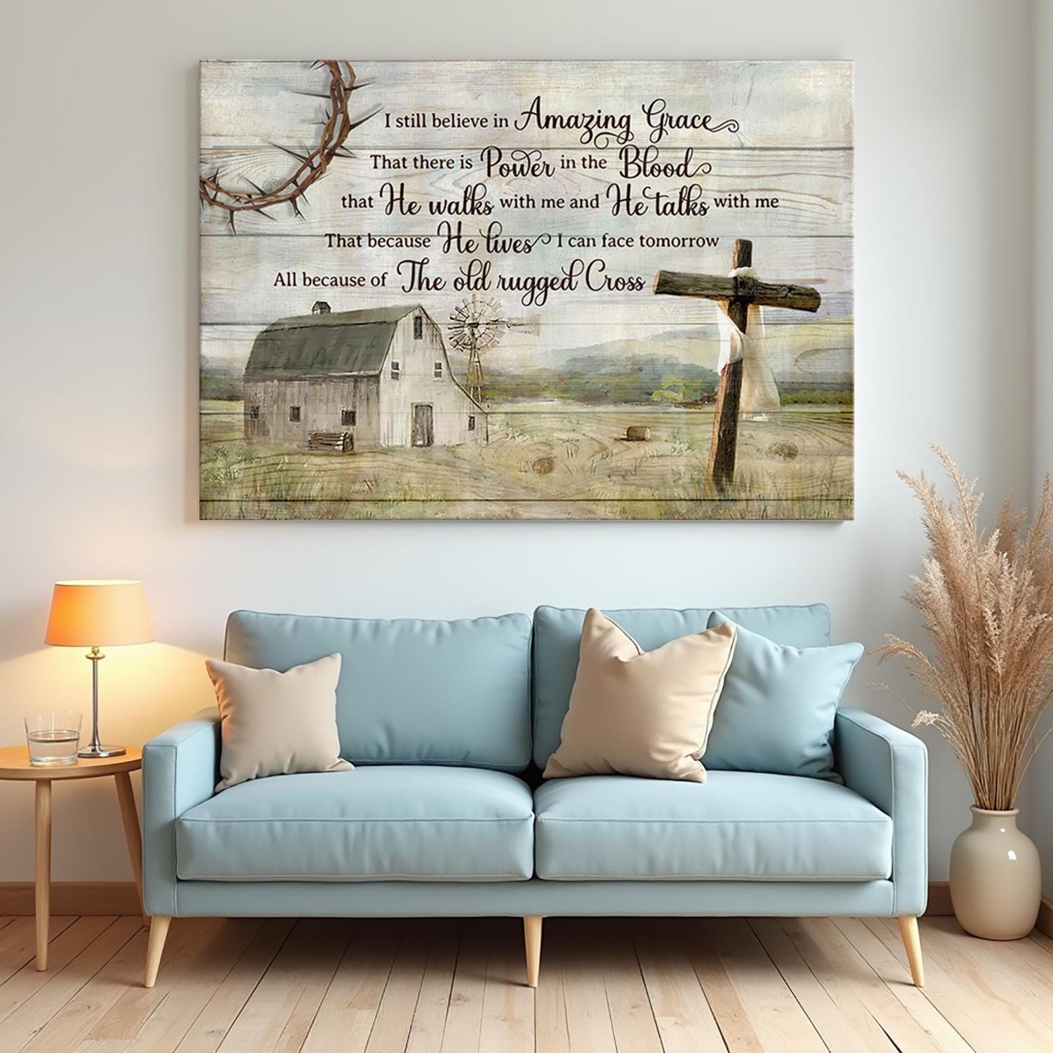 Christian Wall Art Rustic Farmhouse Decor, Amazing Grace Quote Canvas ...