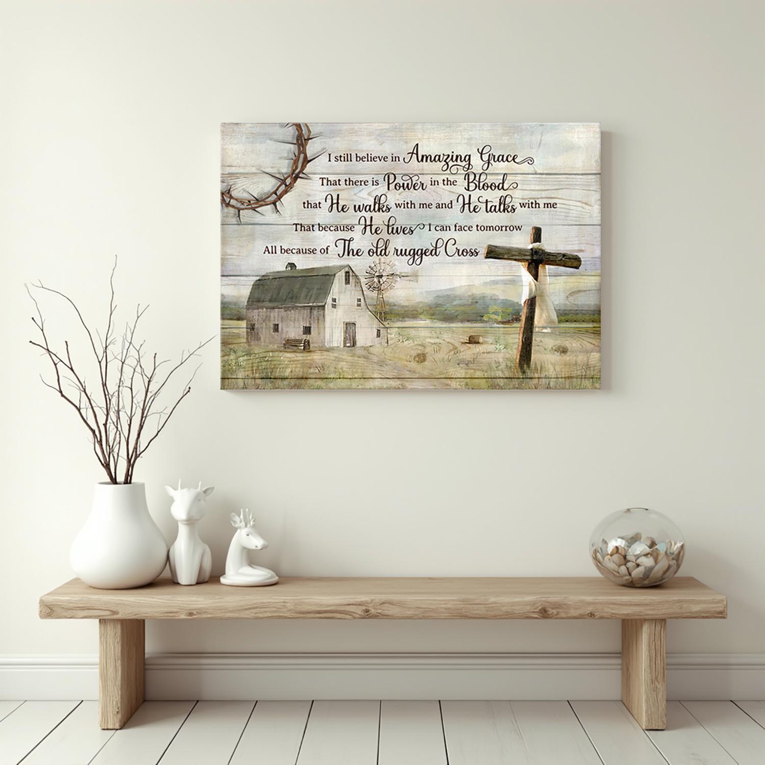 Christian Wall Art Rustic Farmhouse Decor, Amazing Grace Quote Canvas ...