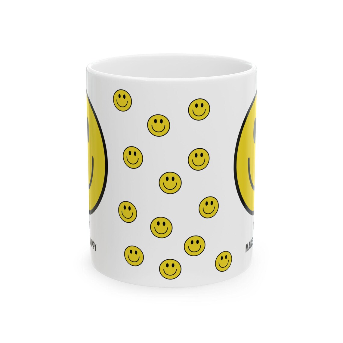 Smiley Face Ceramic Mug - Cheerful Coffee Cup, Gift for Friends, Tea ...