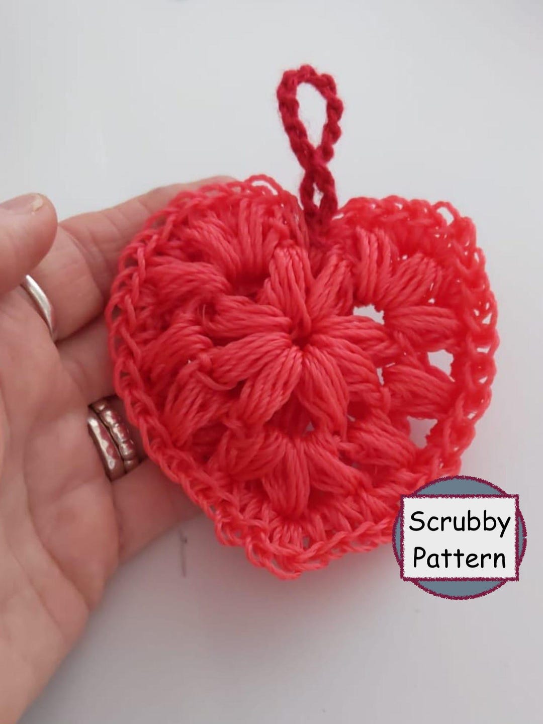 Scrubby Puff-heart Crochet Pattern. Double-layered. Nylon Cord Scouring ...