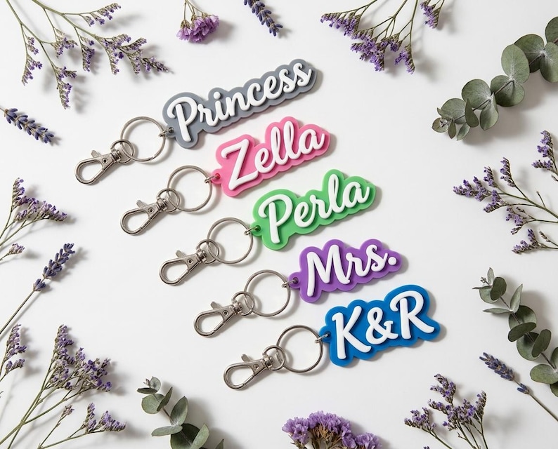 Custom Acrylic Name Keychain & Bag Tag, Retro Font, Personalized for ...