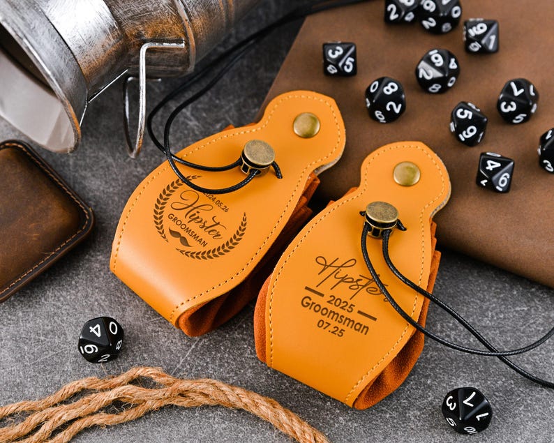 Personalized Leather-engraved Dice Bag. Suitable as a Gift for Tabletop ...