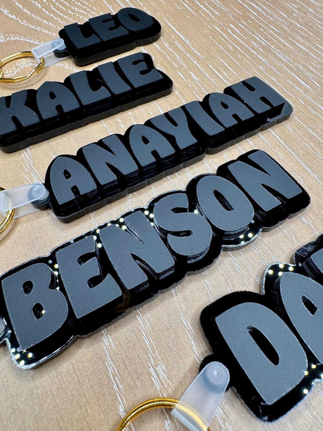 Personalized Acrylic Double-layered Monochromatic Name Keychain - Etsy