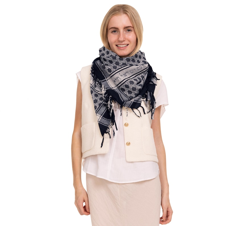 Star of David Scarf: Woven Jewish Sudra With Handcrafted Fringes - Etsy